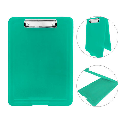 Планшет с боксом для бумаг KWELT А4, зеленый, пластик, глубина бокса - 20мм