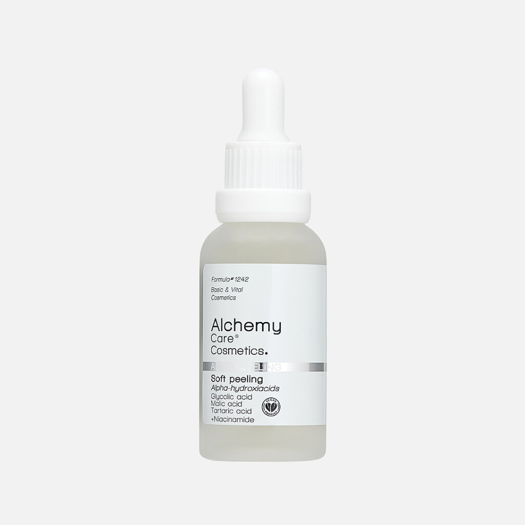 Alchemy Care Cosmetic Сыворотка-пилинг с AHA-кислотами и ниацинамидом для мягкого отшелушивания кожи, 30 мл.