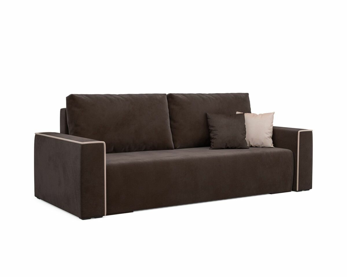 Диван Еврокнижка Mebel-ars Манхэттен микровельвет Кордрой коричневый