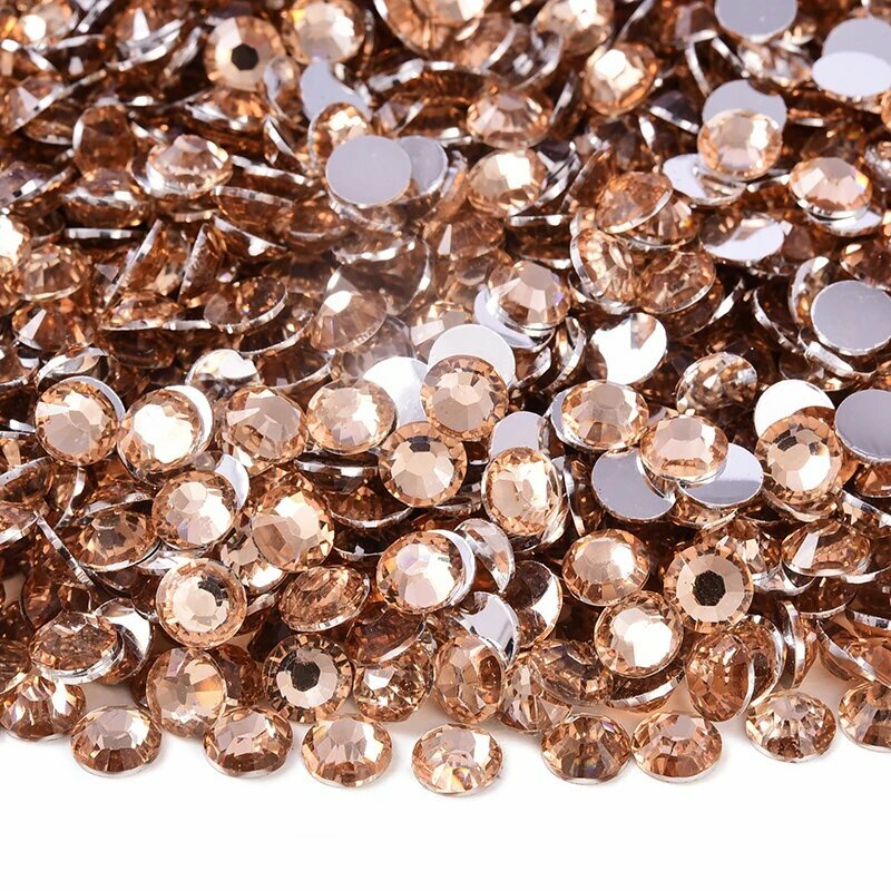 2mm-6mm Round Non Hotfix Glitter Bling Manicure Strass Silver Flatback Resin Rhinestones Glue On Beads Nailart Nail Gems Diy