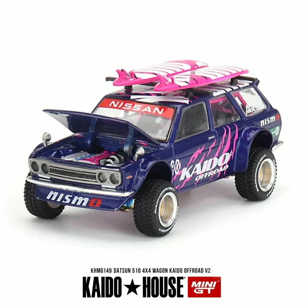 MINI GT+KAIDO HOUSE Khmg149 Datsun 510 4x4 wagon offroad v2 Под Давлением Автомобиль Модели 1/64 Kaido Works V1