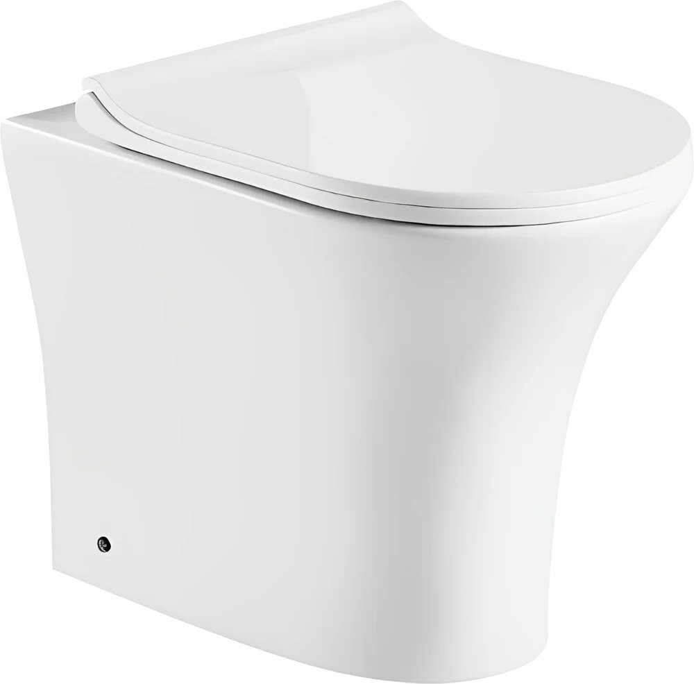 Унитаз приставной напольный Ceruttispa Bernina 7842 с микролифтом, безободковый, без бачка, фарфоровый, белый, овальный