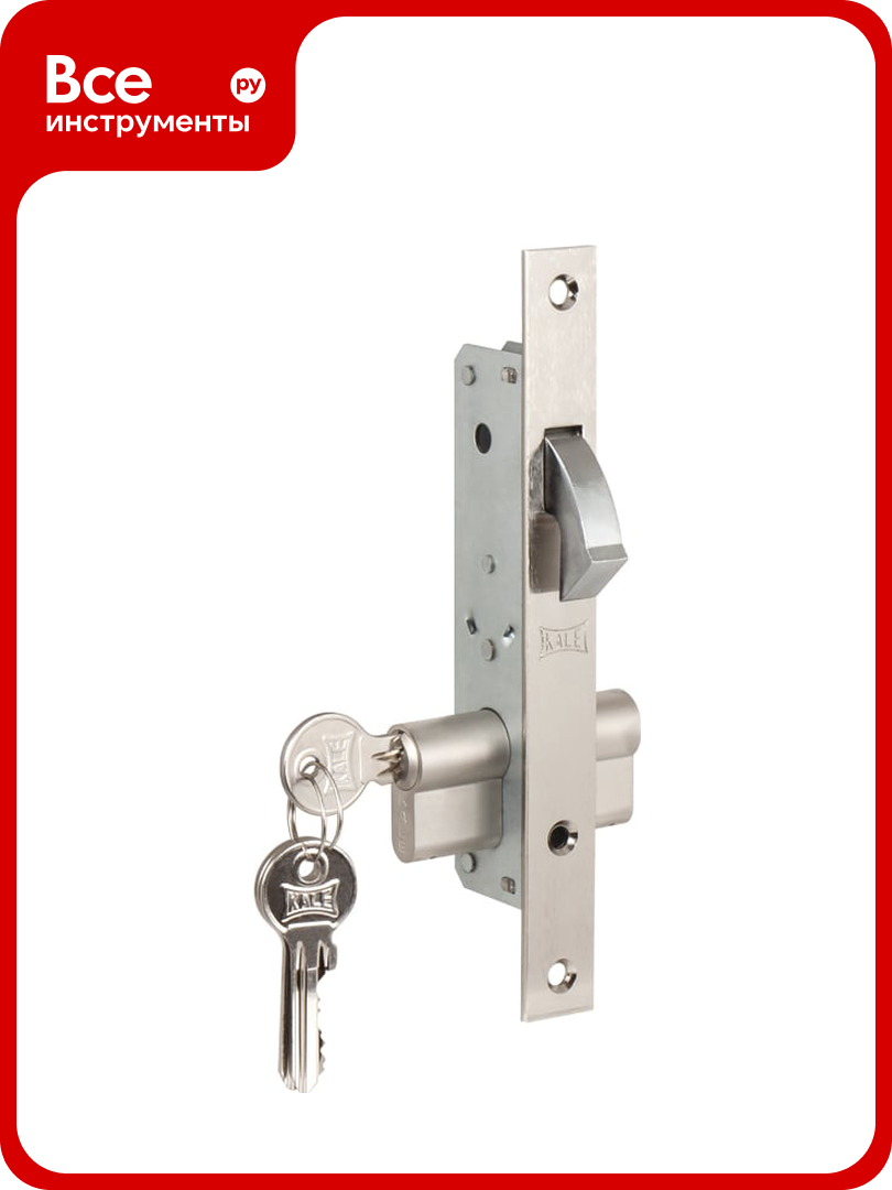 Врезной узкопрофильный цилиндровый замок KALE KILIT 201 (20 мм), никель, 3 ключа 1093, 20 мм