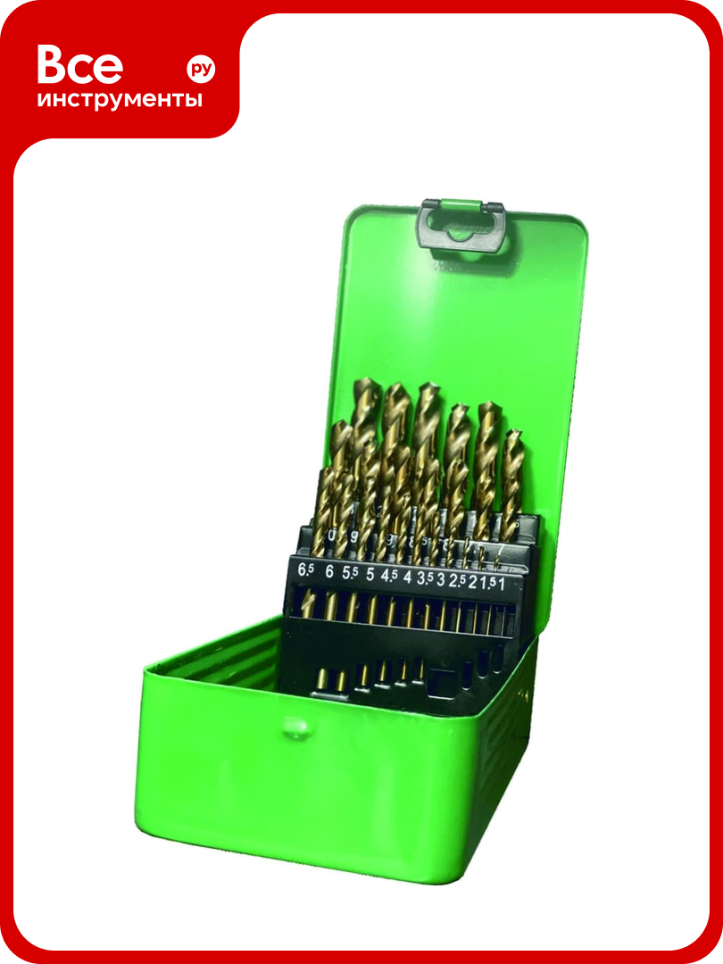 Набор сверл по металлу в металлическом кейсе Р6М5К5, 25 шт, 1-13x0.5 мм Резолюкс 26495