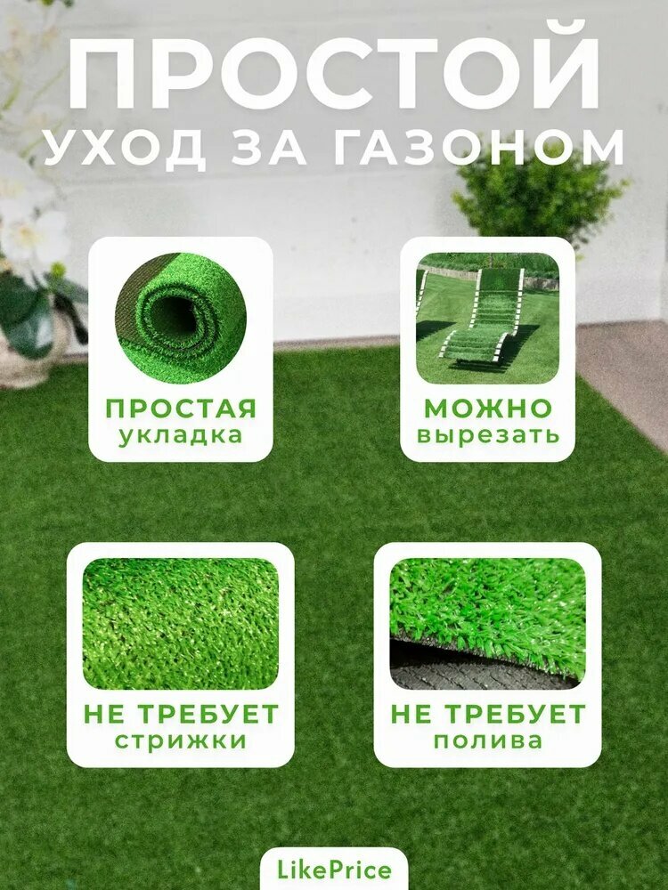 Газон искусственный,2х1м — фото 1