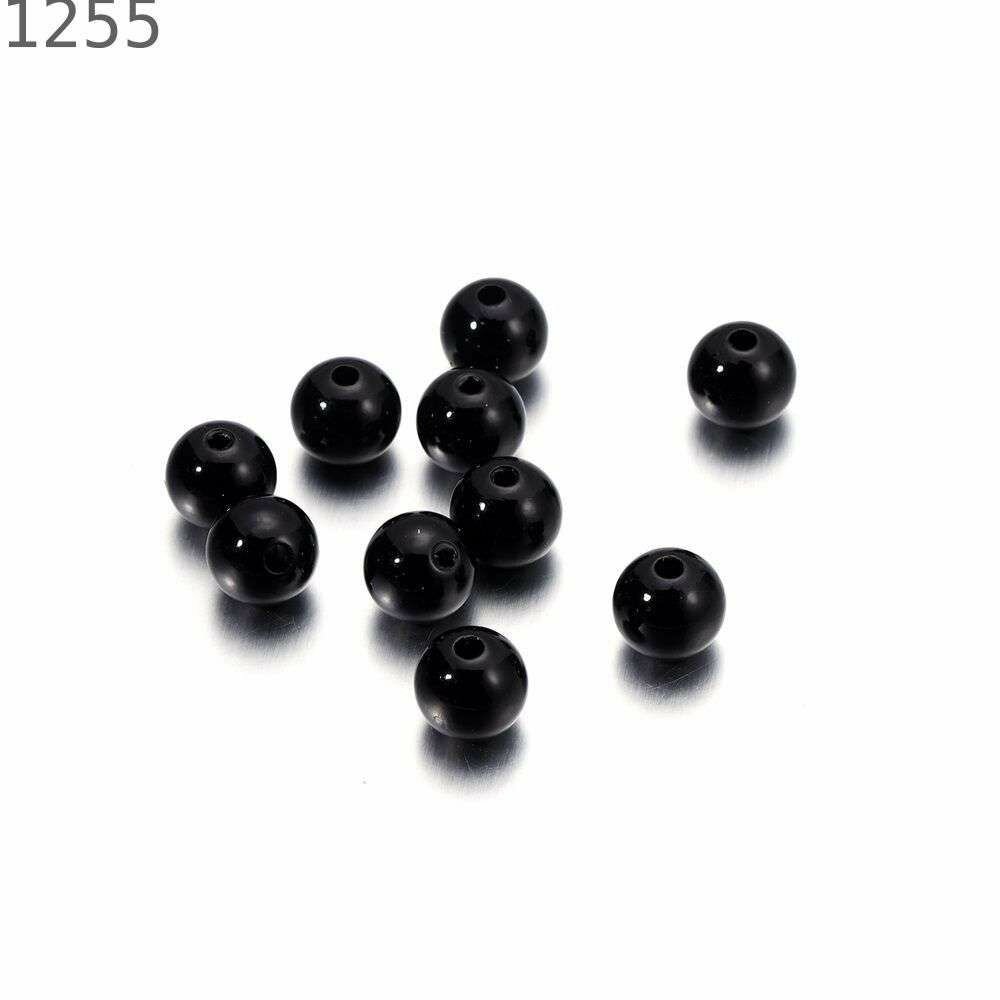 Набор бусин для рукоделия, акрил, круглые перламутр 50шт, 12мм, цвет черная