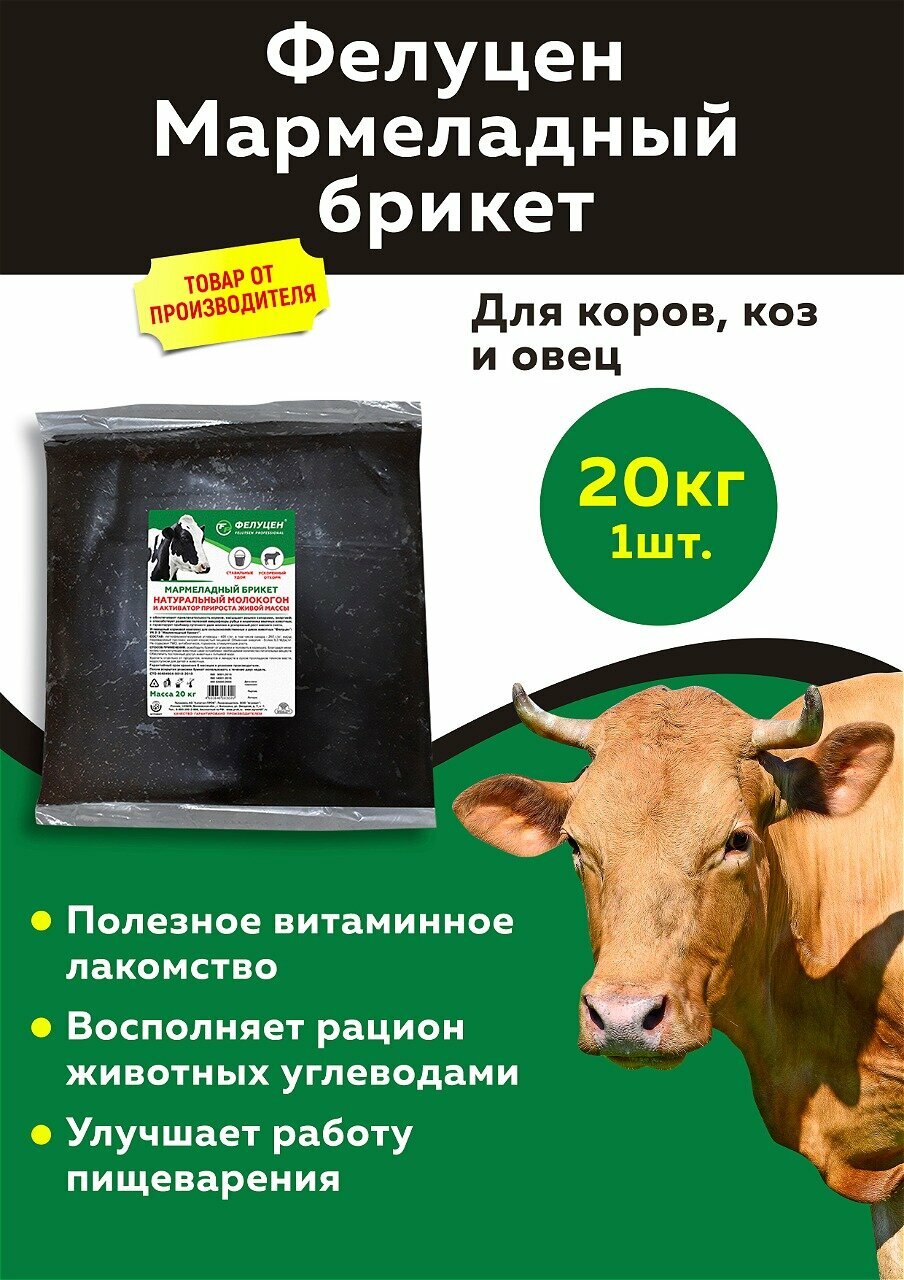 Комплект Фелуцен Мармеладный брикет для коров, коз и овец 20 кг