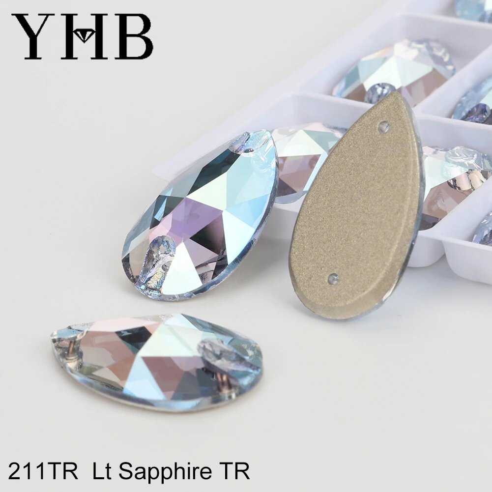 Стразы YHB TR Drop Mist из стекла 72pcs 7mm 12mm, 211TR Lt Sapphire