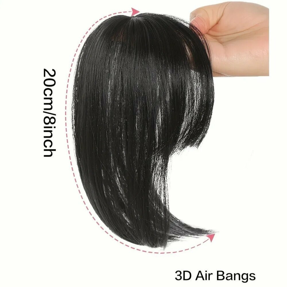Накладная челка на заколке накладка для волос Чёрный 20 см Поддельные волосы