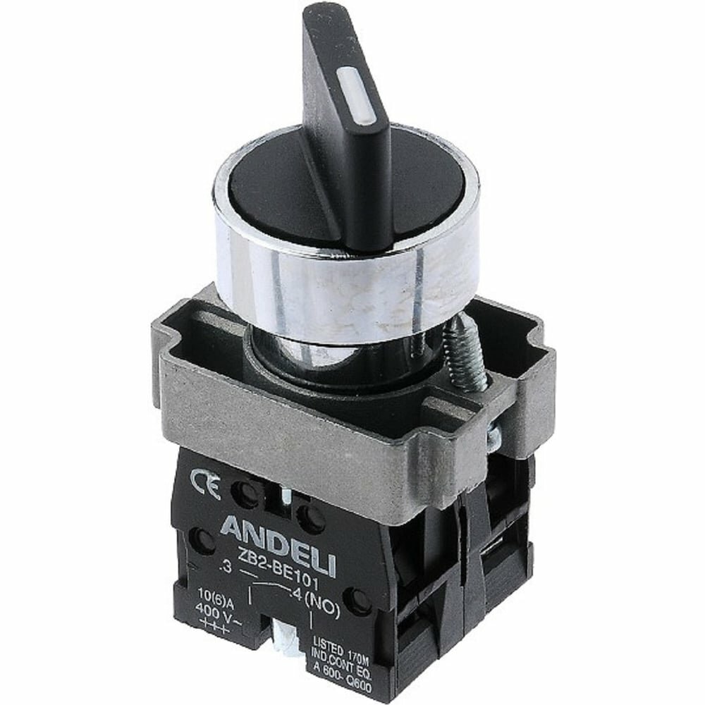 Переключатель ANDELI XB2-BD25 черный 1NO 1NC на 2 положения I-0 стандарт ручка артикул ADL10-001