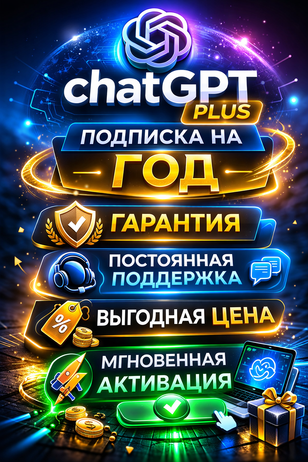 GPT-5.4 Plus - sora2, CODEX ; подписка на ваш профиль , продление