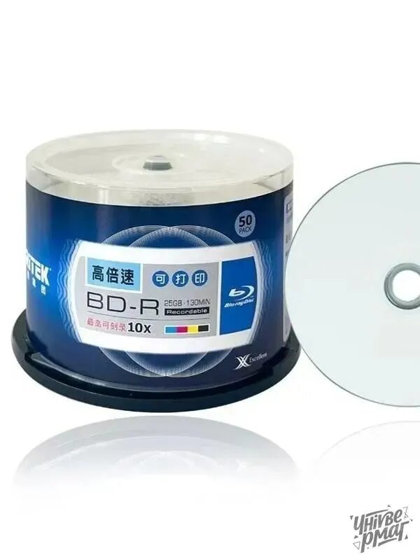 Диск для записи BD-R RiTEK 25 ГБ, 50 шт для записи видео и данных