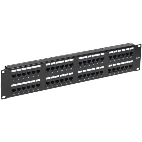 Патч-панель Rexant PRO с кабельными органайзерами 19", 2U, 48 портов, UTP, RJ-45, CAT 6