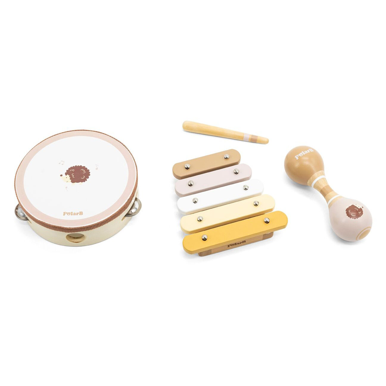 Набор Viga PolarB Музыкант Ёжик, 3 предмета, коричневый, в коробке 44233