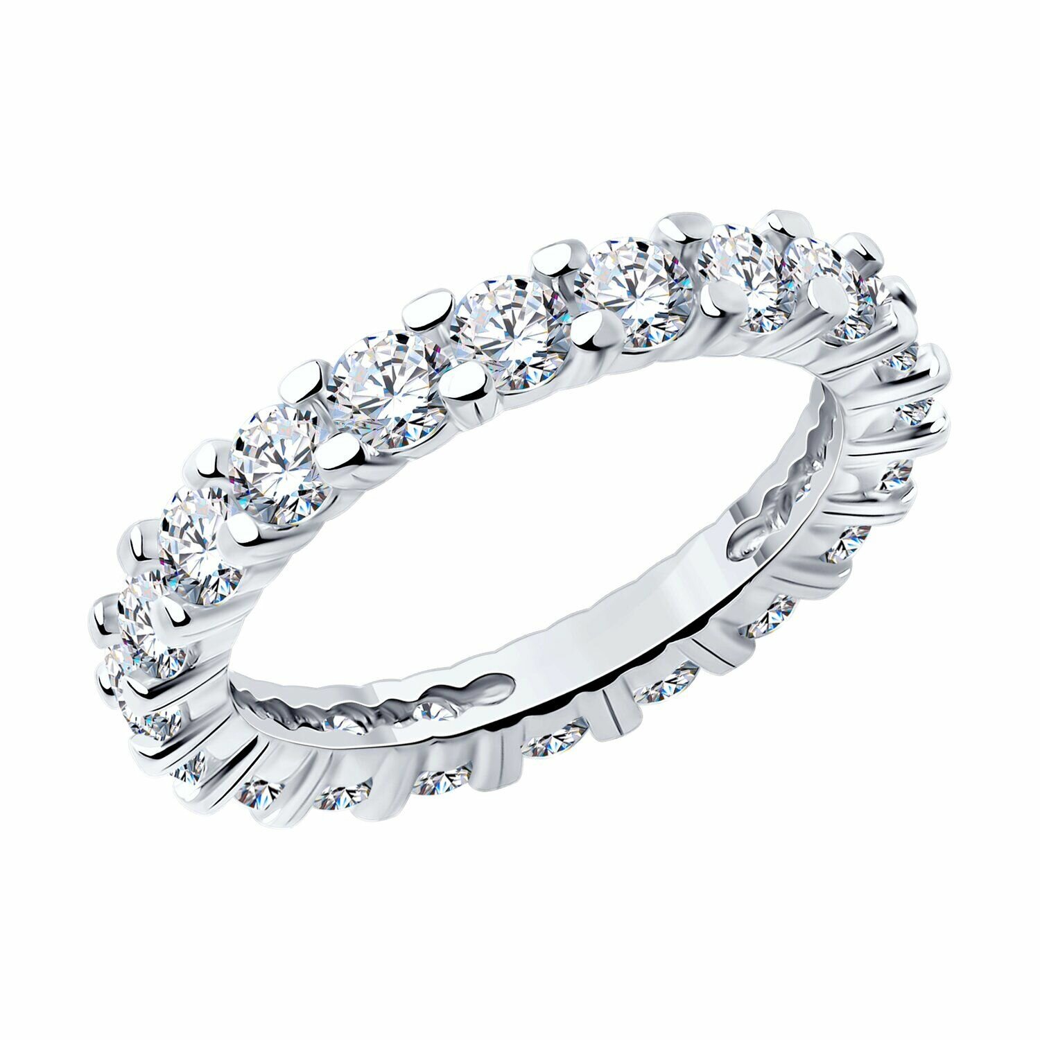 Кольцо, серебро, 925 проба, фианит