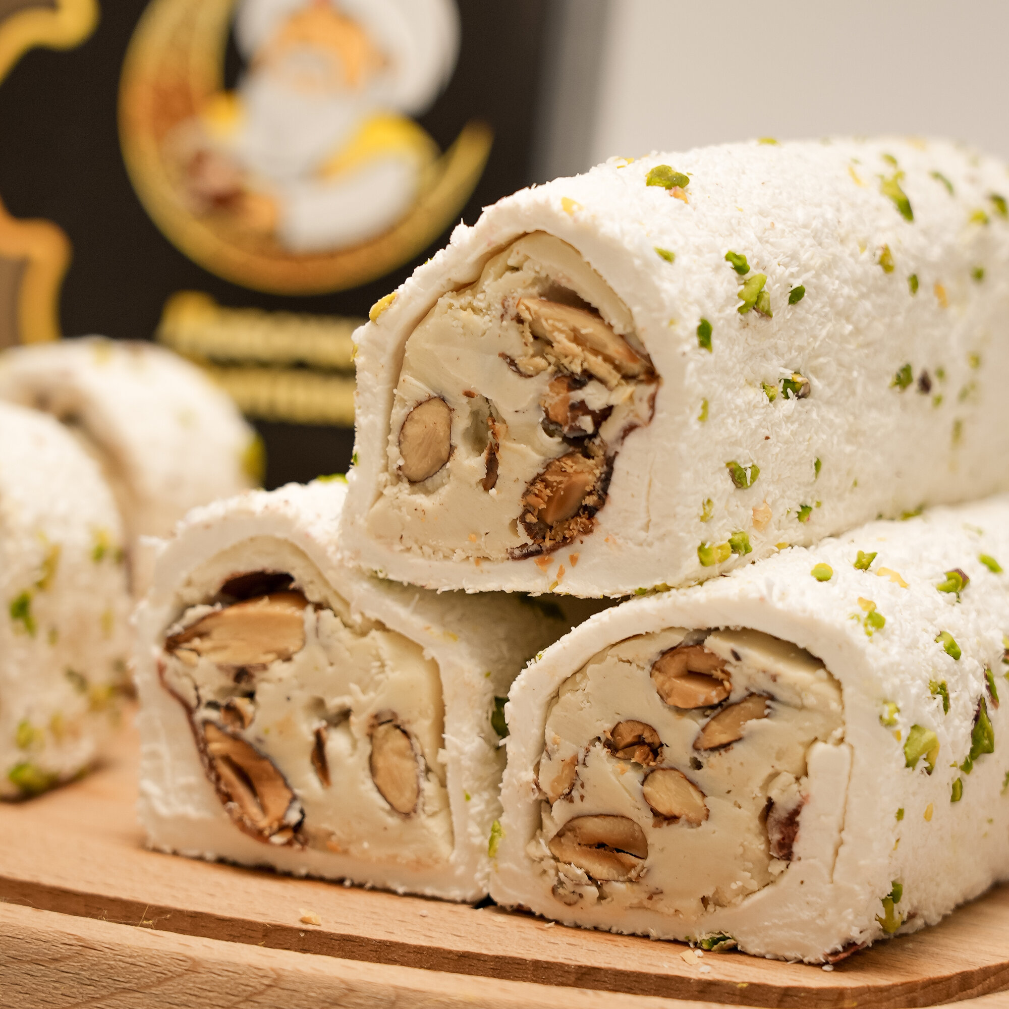 Лукум кокос, миндаль, фундучный крем, джем и фисташки 500 гр. Турция