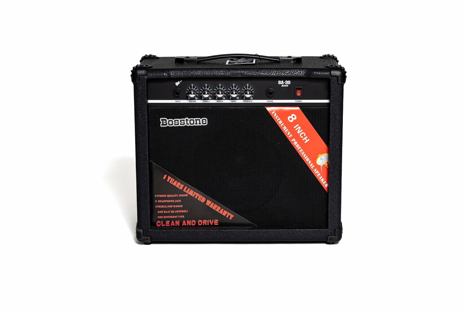 Bosstone BA-30W Black Комбоусилитель для бас гитары: Мощность - 30 Ватт, Динамик 8"