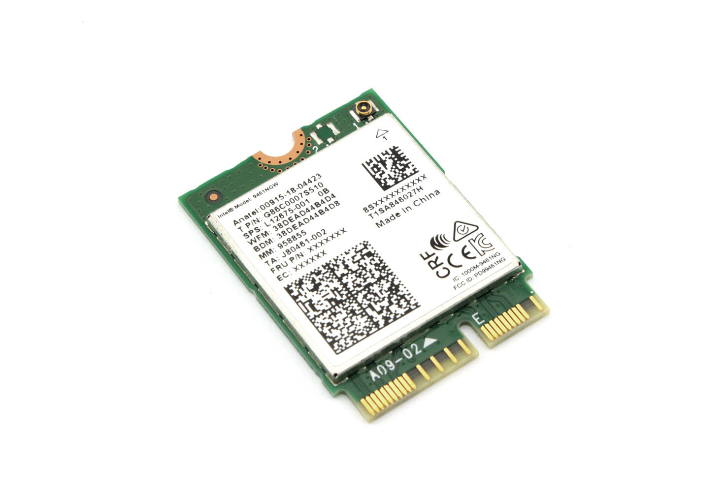 Wi-Fi адаптер + Bluetooth Intel 9461NGW 433mbs 2, 4/5 ГГц Bluetooth 5.0 802.11Ac M2