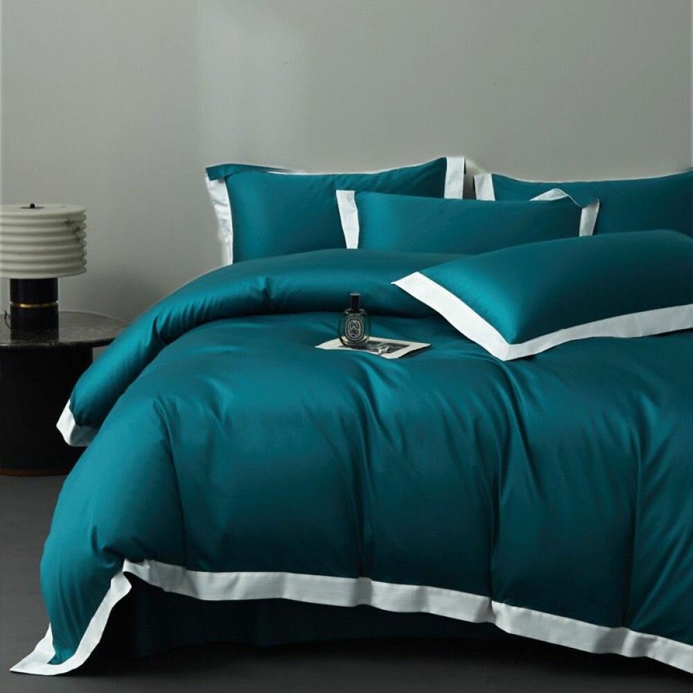 Комплект постельного белья с белыми ушками "Атлантида", Семейный, Египетский хлопок, наволочки 70x70