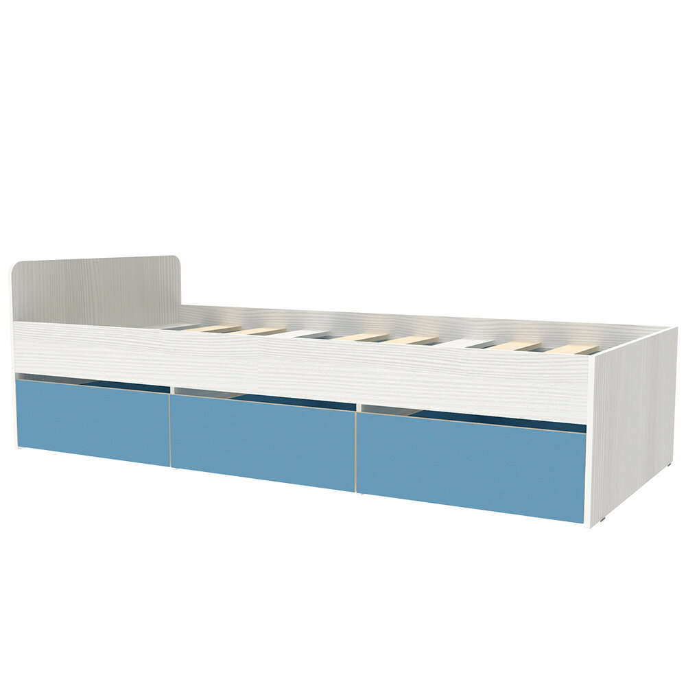 Кровать односпальная КИВи Белое Дерево Светло Синий/Голубой