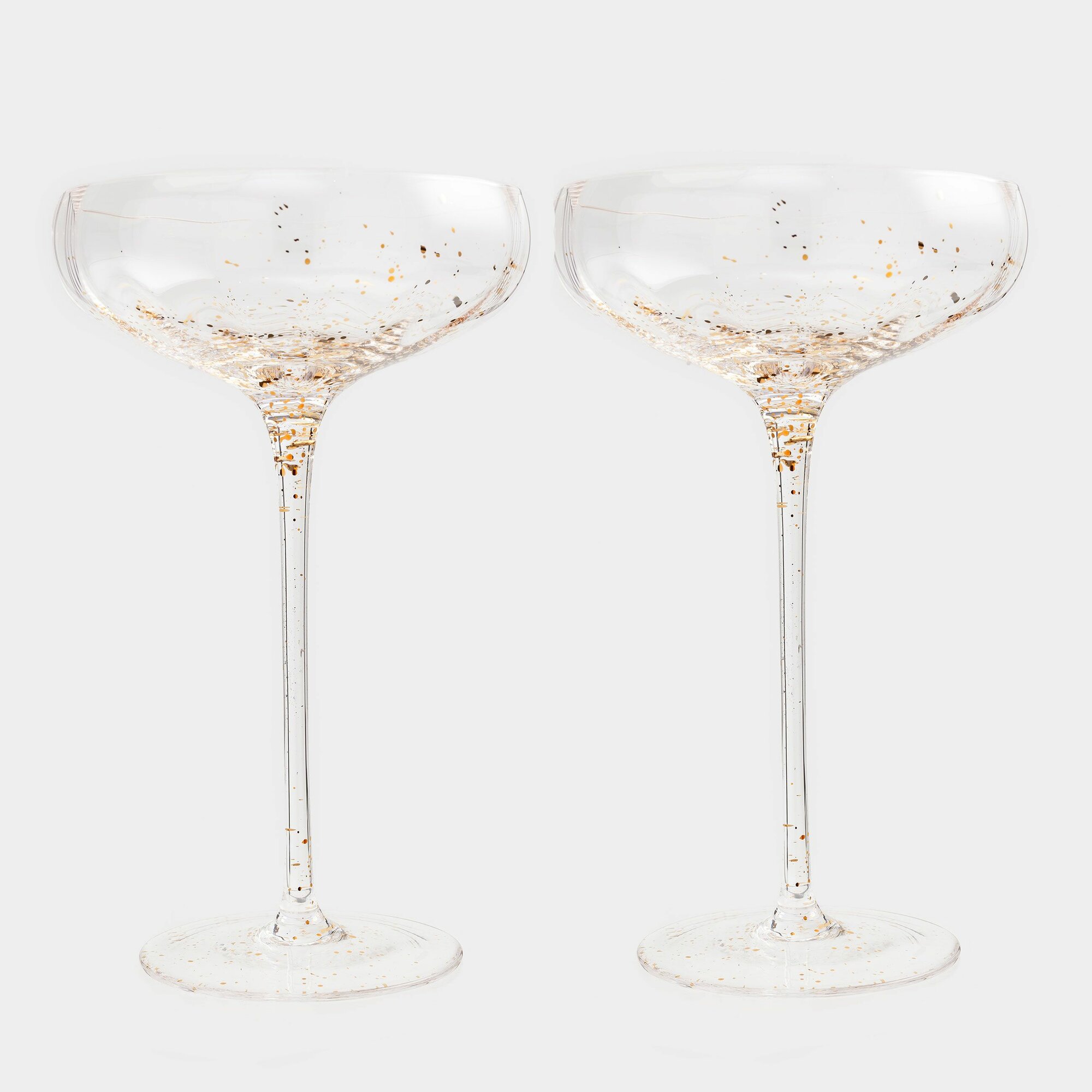 Бокал-креманка для шампанского, 220 мл, 2 шт, стекло, Золотистые брызги, Filo R speck