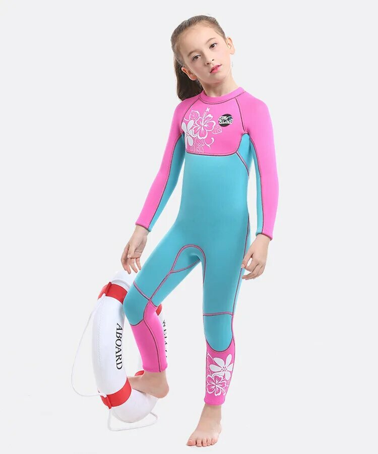 Детский неопреновый гидрокостюм 3 мм для девочки M(height116-123cm), Розовый
