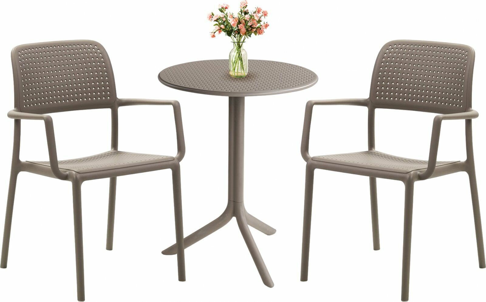 Набор садовой мебели Nardi Step Bora, обеденный стол и 2 стула, цвет тортора