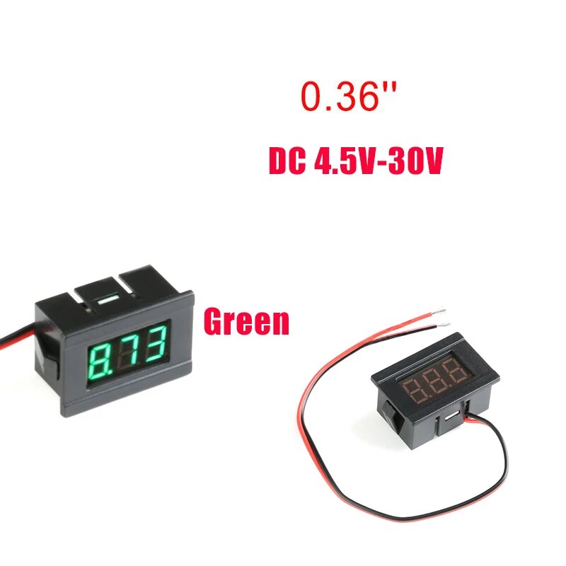 Мини цифровой вольтметр 0.36" DC 4.5-30V Green