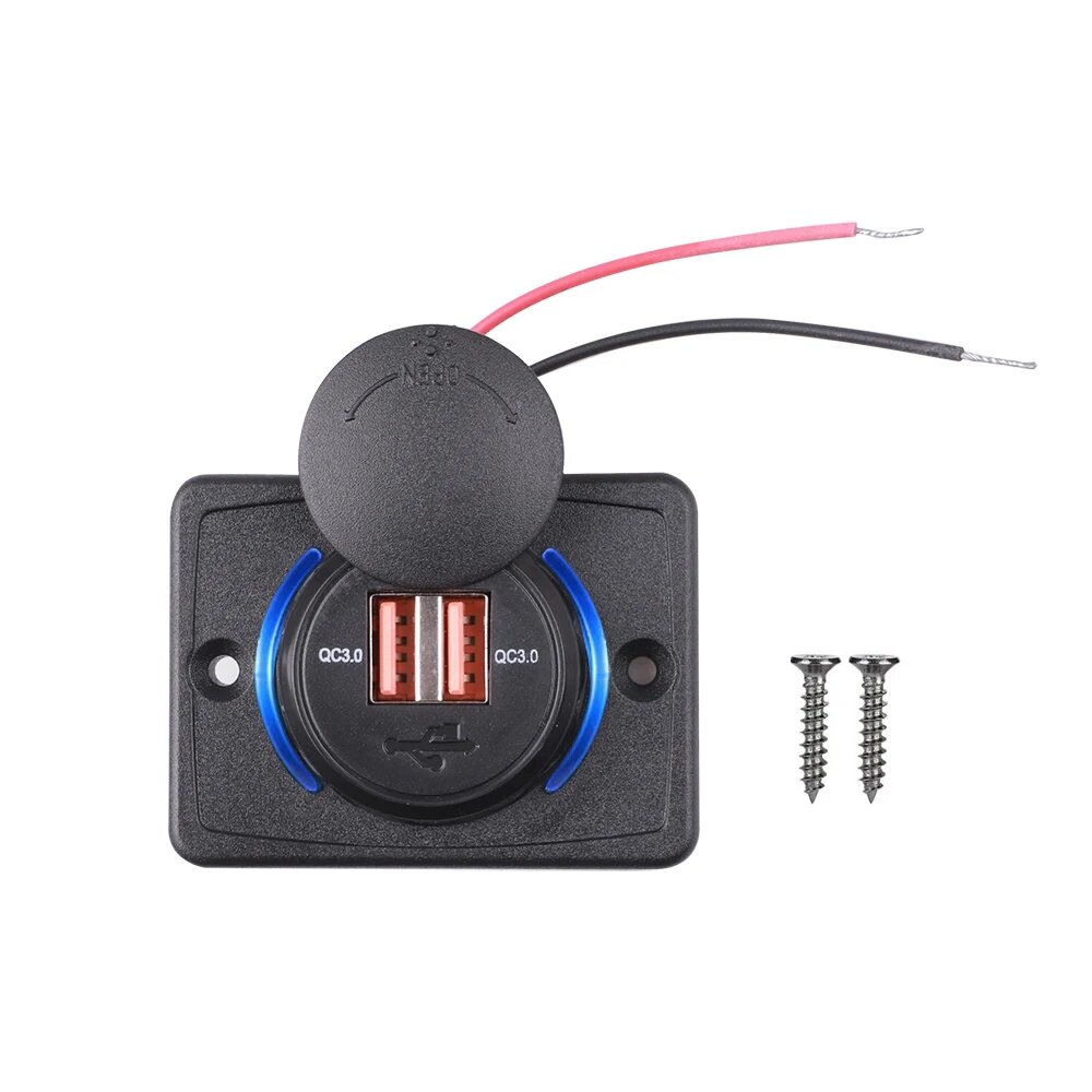Быстрая зарядка QC 3.0 с двумя USB-разъемами и раздвижной крышкой 12 В/24 В, 36 Вт, розетка для быстрого зарядного устройства для автомобиля, лодки, автобуса, автофургона, лодки