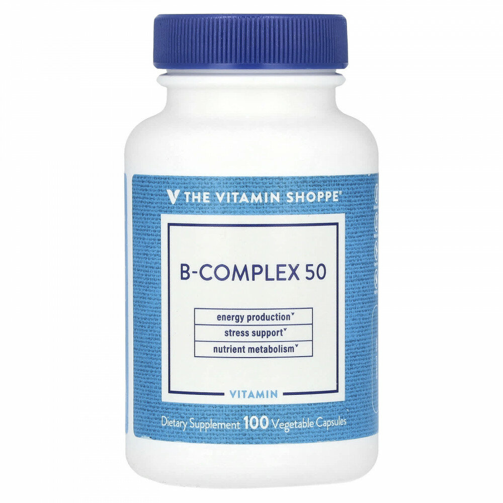 The Vitamin Shoppe, B-Complex 50, витамины группы B, 100 растительных капсул