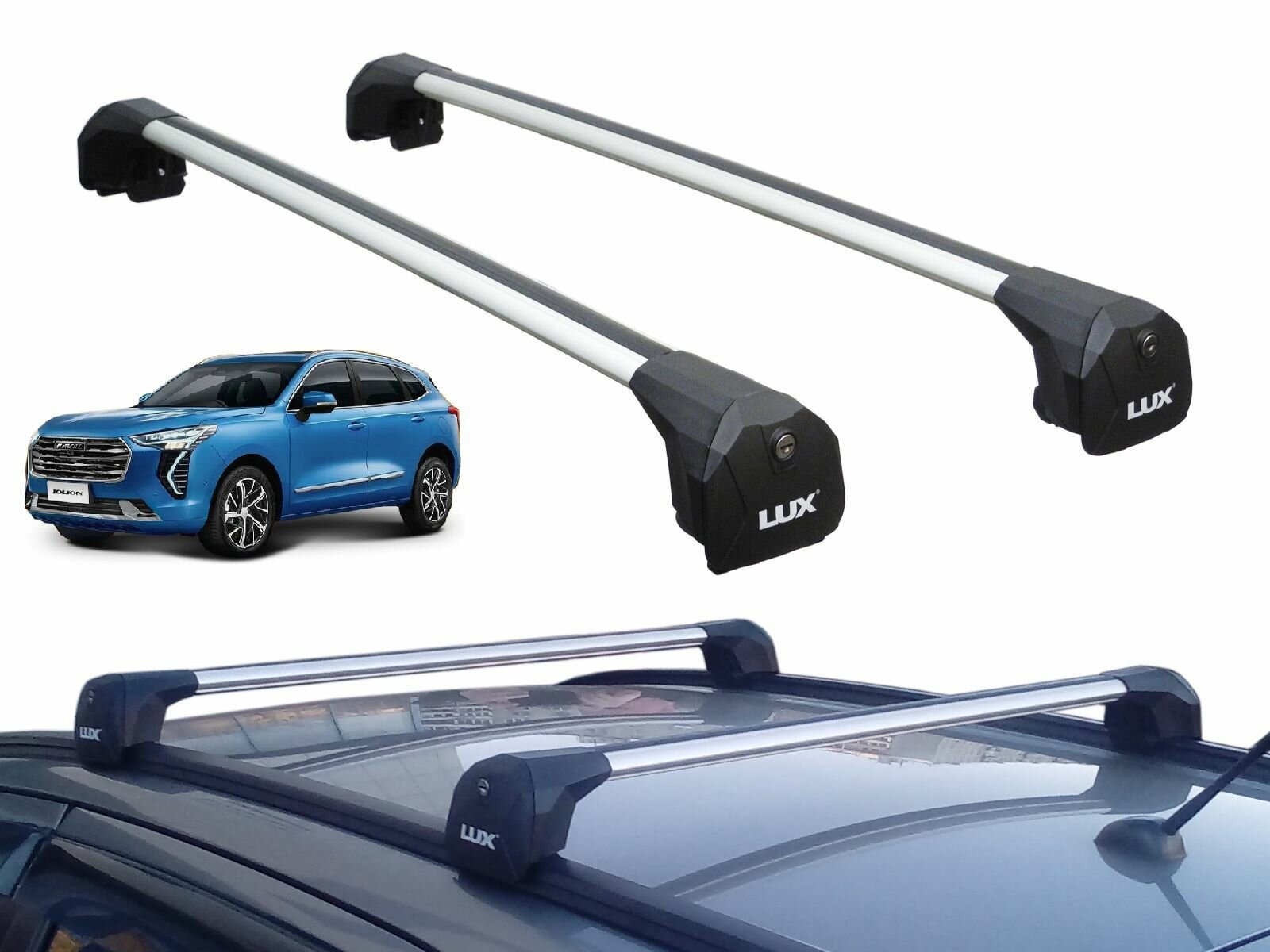 Багажник на Haval Jolion (2021-.), Lux Scout, с серебристыми аэродинамическими дугами
