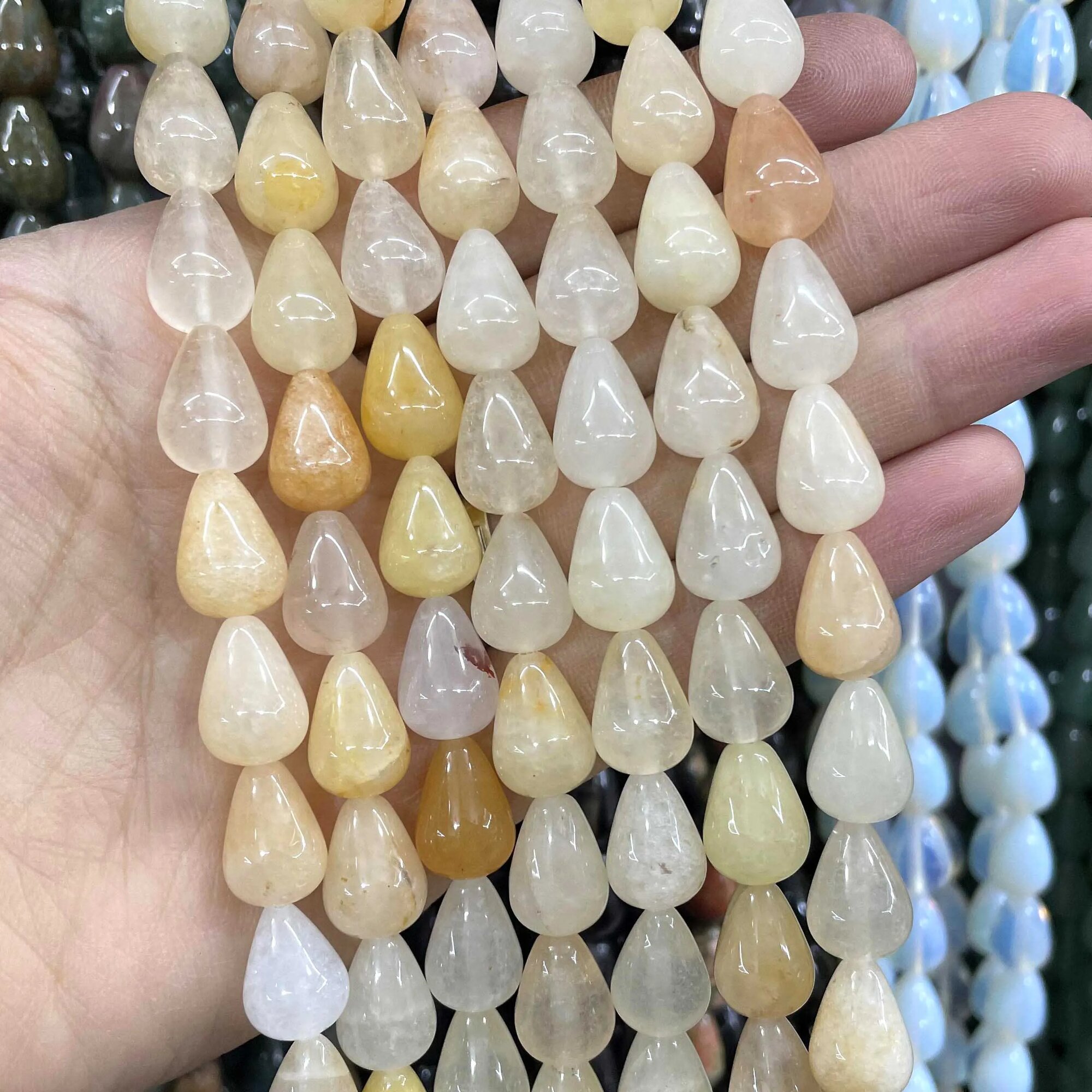 Бусины из камня капли воды SYSRXLR 8X12mm about 15pcs, Yellow Jade