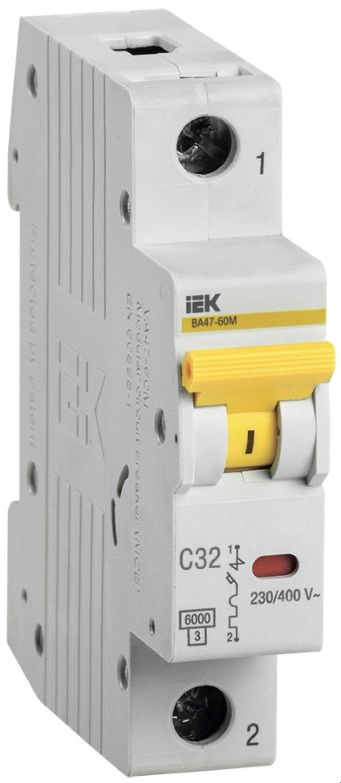 Автоматический выключатель IEK / ИЭК ВА47-60M, 1Р 32А характеристика С 6кА, MVA31-1-032-C / электроавтомат