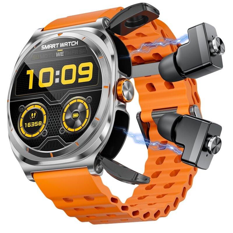 Смарт-часы JITE 2-в-1 Часы с Bluetooth-наушниками, музыкальными звонками, сердечным ритмом и кислородом в крови