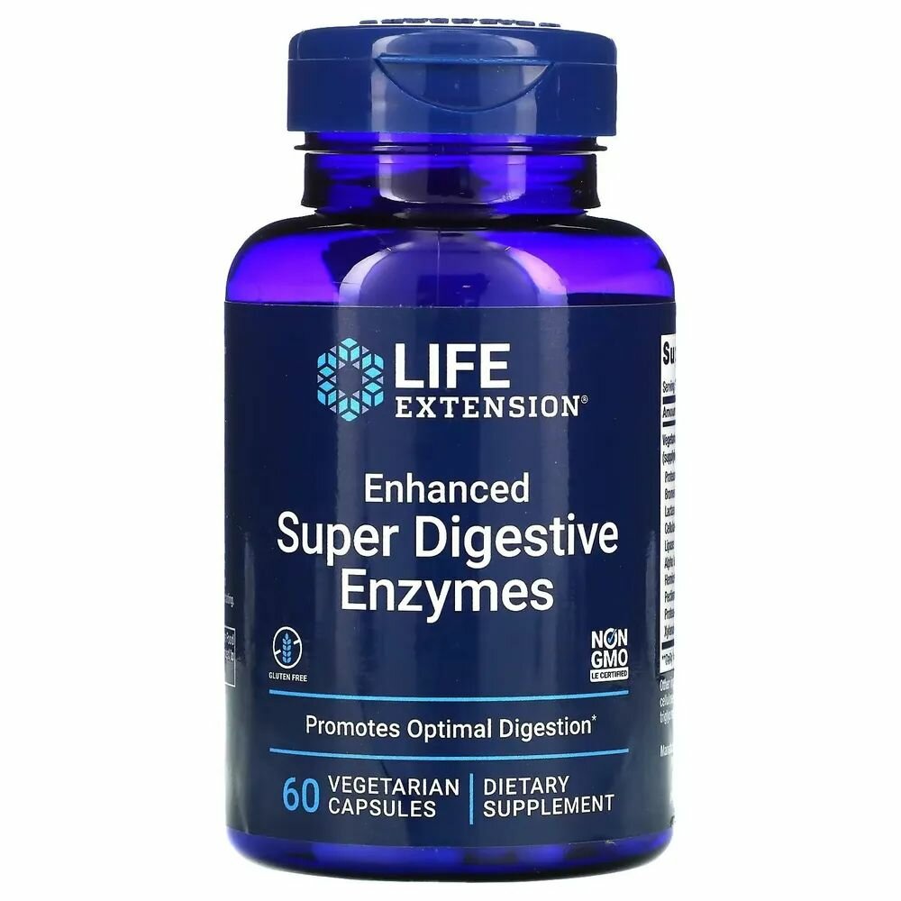 Life Extension, дополнительные ферменты Super Digestive Enzymes, 60 капсул