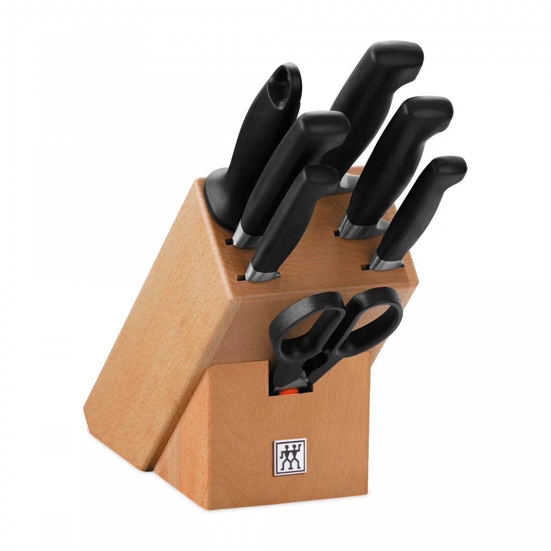 Набор ножей ZWILLING "Four Star", в подставке, сталь, 5 ножей, 21см, черные