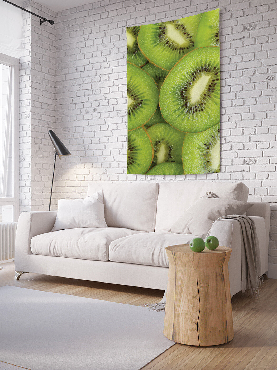 Вертикальное фотопанно на стену JoyArty "Нарезанный киви", из ткани, 100х150 см