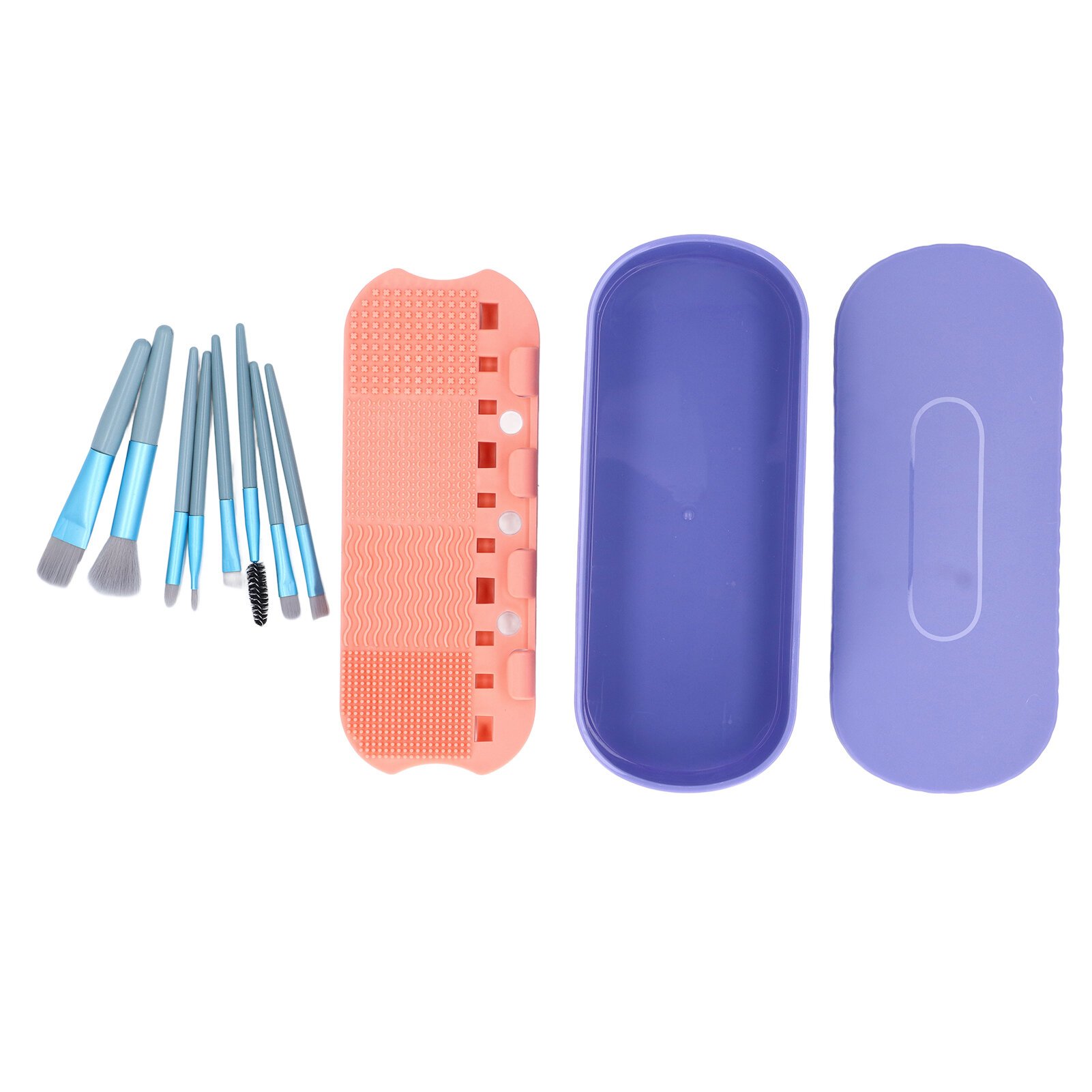 3 в 1 силиконовая макияж чистка коврика коврика Косметическая щетка Организатор инструмента для очистки с 8 щетками для очистки хранения.