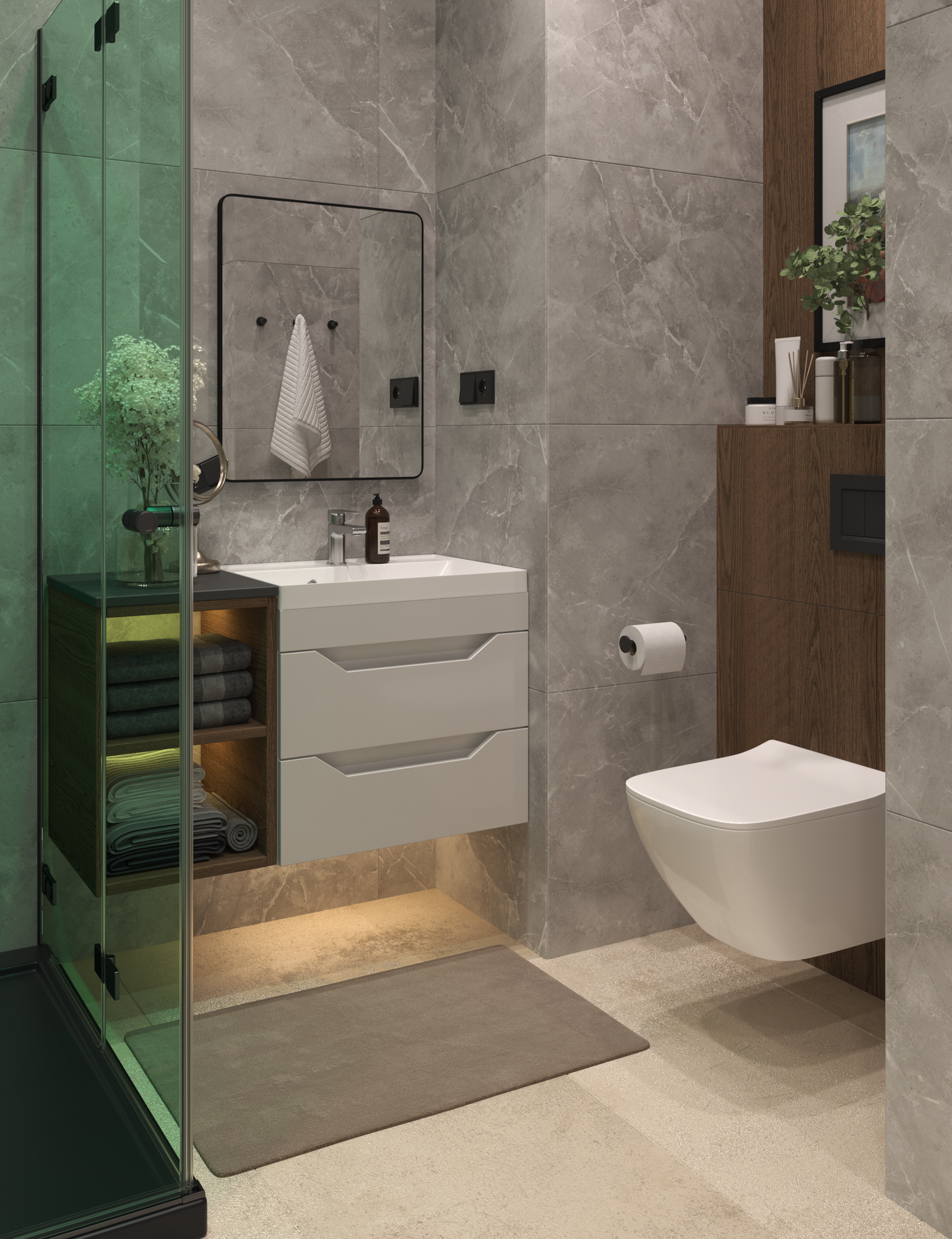 Тумба под раковину MAESTRO "Сохо 60", подвесная, 2 ящика, белая