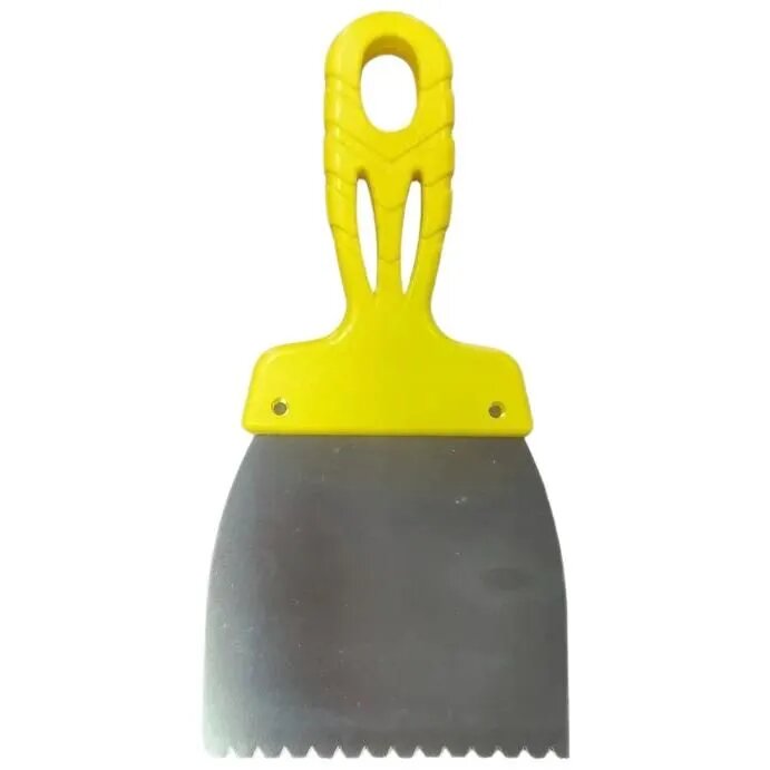 Шпатель зубчатый В3, для клея, 100мм, нержавеющая сталь, желтый