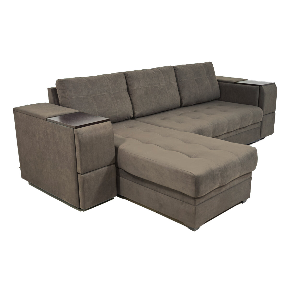 Диван Инвуд Лайт 2 угловой Барный Vita 032 коричневый (левый) (стол как смотришь справа) 260х160х88