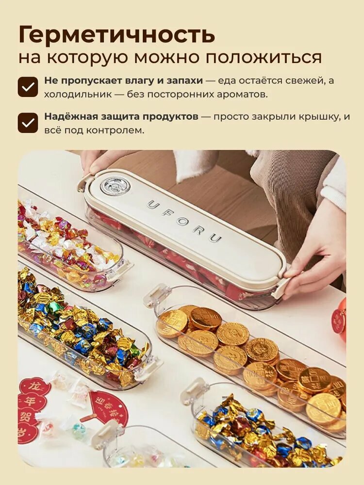 Контейнер с крышкой для холодильника и морозилки, Органайзер для хранения и заморозки продуктов, овощей , еды 1шт.