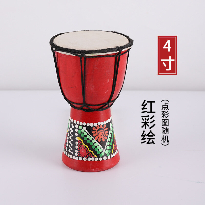 Африканский барабан 6inch 4inch ручной барабан африканский барабан из козьей кожи, цельный деревянный, выдолбленный, реквизит для съемки, раскрашенный музыкальный инструмент для детей