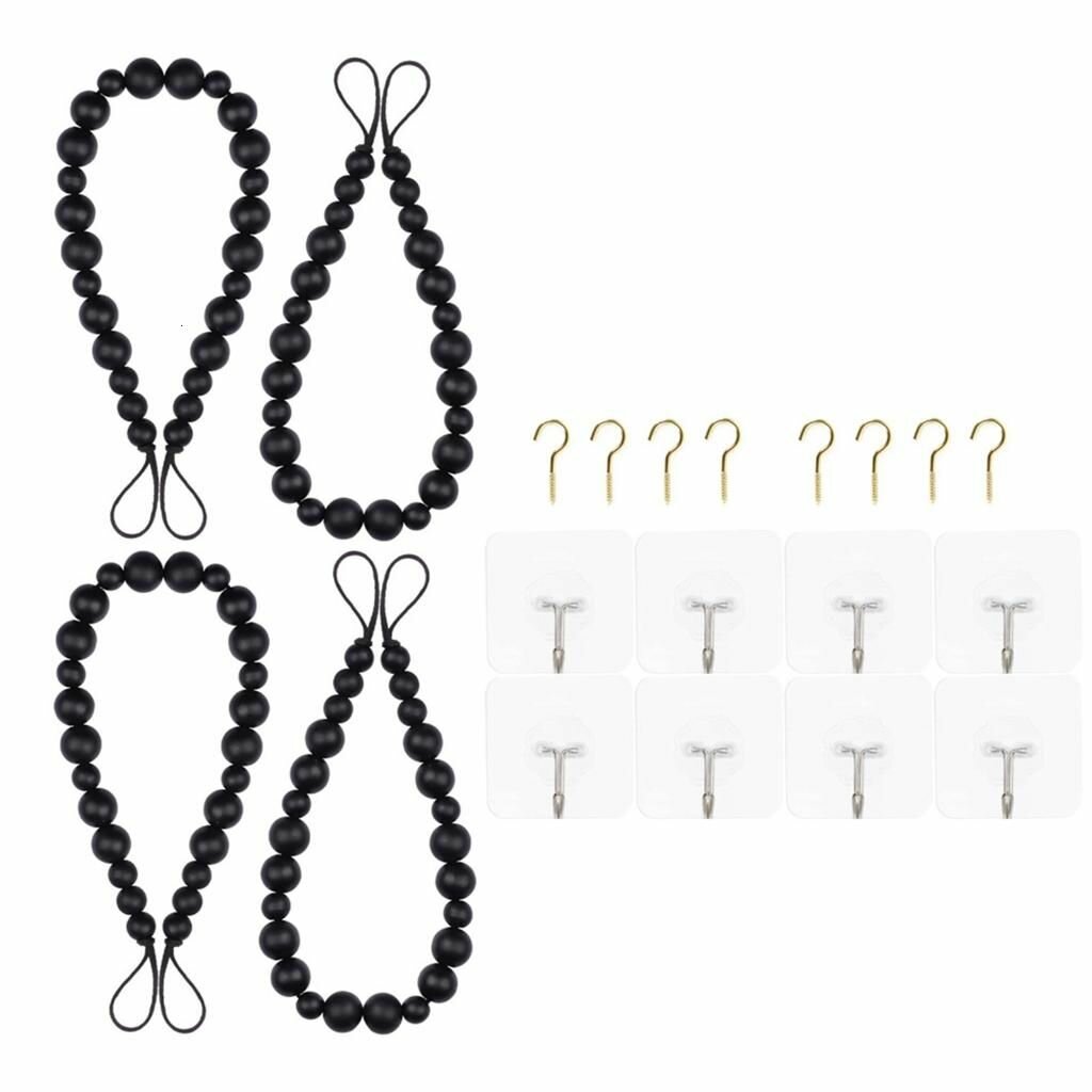 Бусинные занавески с клипсами для штор, Черный