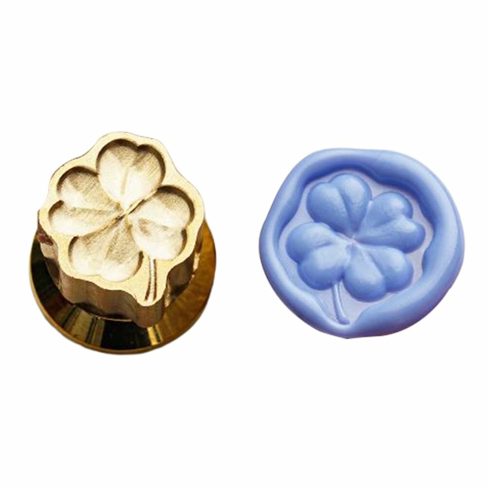 Штамп для сургучной печати Четырёхлистный клевер, латунь с позолотой, 30 мм