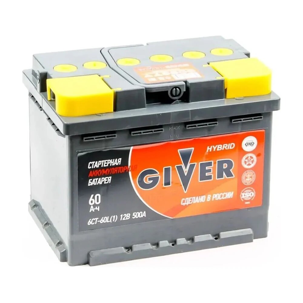 Аккумулятор Giver HYBRID 6СТ-60.1 60N(1)-L2АГ-АГ-0 12‑вольтный гибридный тип с прямой полярностью