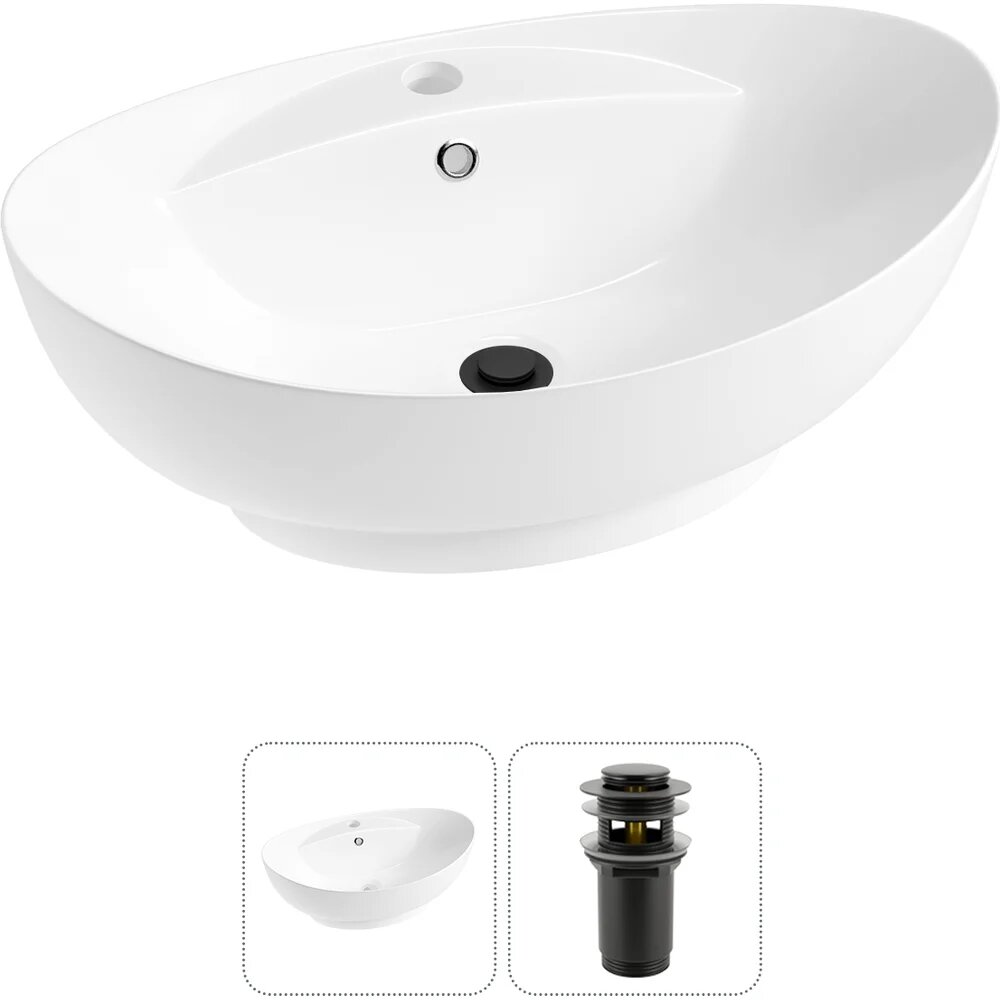 Комплект 2 в 1 Wellsee Bathroom Sink накладная раковина 59x39 см, состоит из 3331110 20215144R