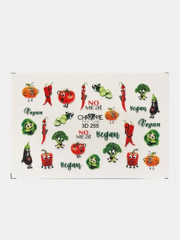 Слайдеры (водные наклейки) для дизайна ногтей 3D овощи