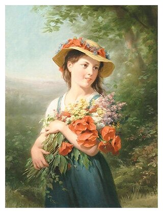 Gamma" Основа с рисунком для вышивания лентами 36 см х 30 см OVM-0116 "Девушка с букетом