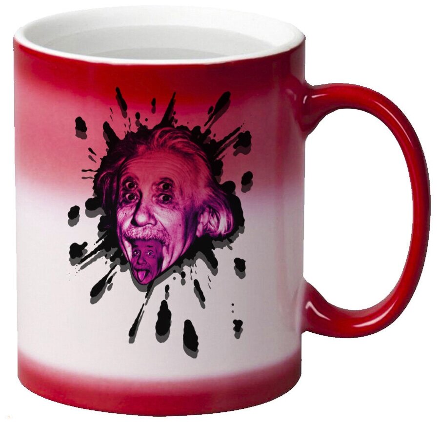 Кружка хамелеон красный CoolPodarok Энштейн фиолетовый клякса